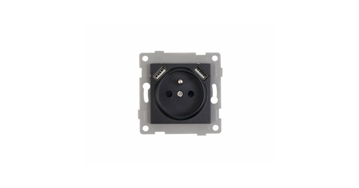 Priza cu impamantare, Zola®, ZSP, 230V, 16A, 2x port USB 1A, 7.3x7.3 cm ...