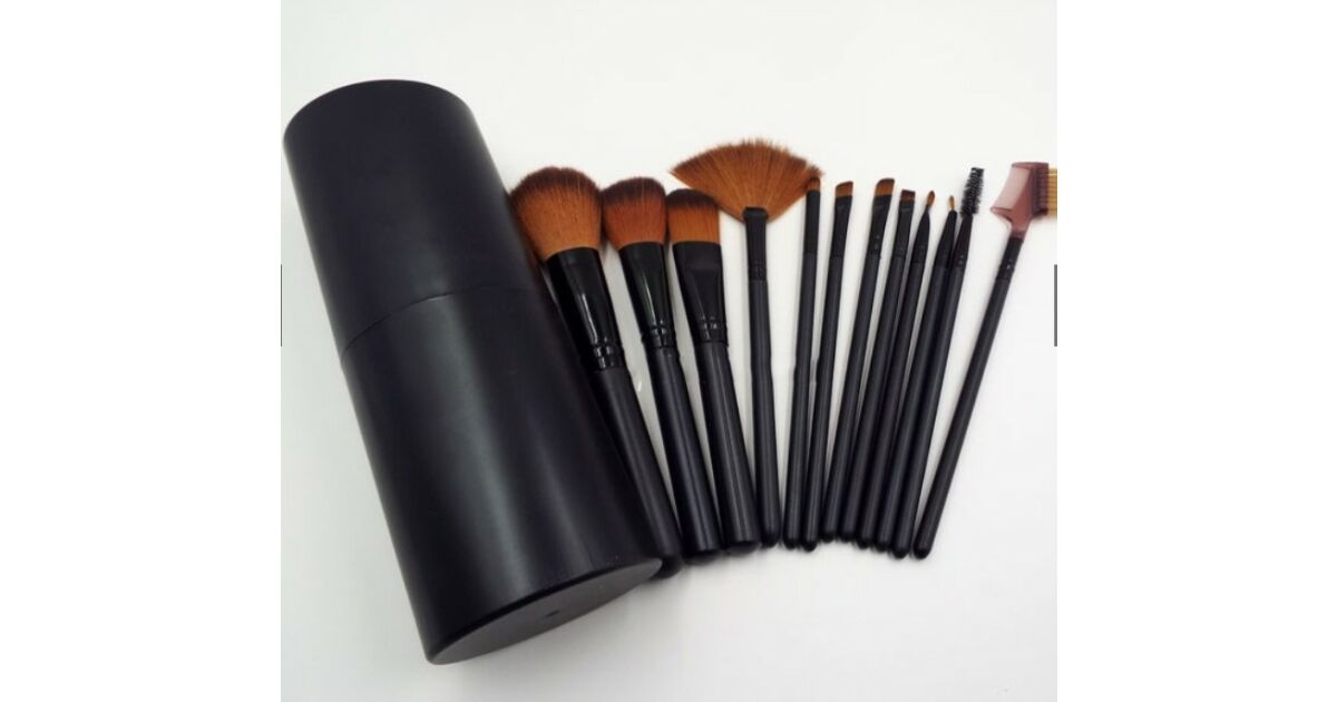 Set 12 pensule pentru machiaj, Zola®, cutie depozitare neagra | Pepita.com