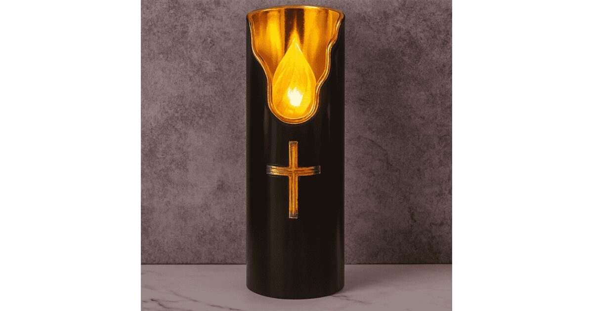 elemes LED gyertya, fekete lánghatású gyertya, 15 cm-es gyertyabetét ...