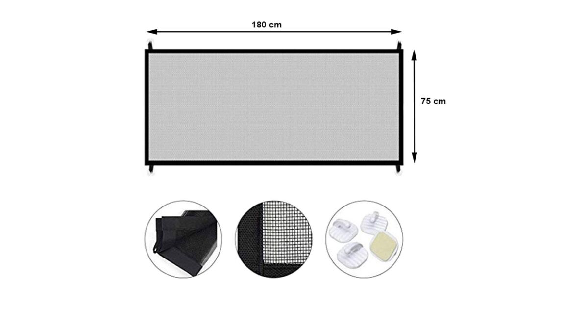 Poarta de siguranta pentru catei 180 cm x 75 cm | Pepita.com