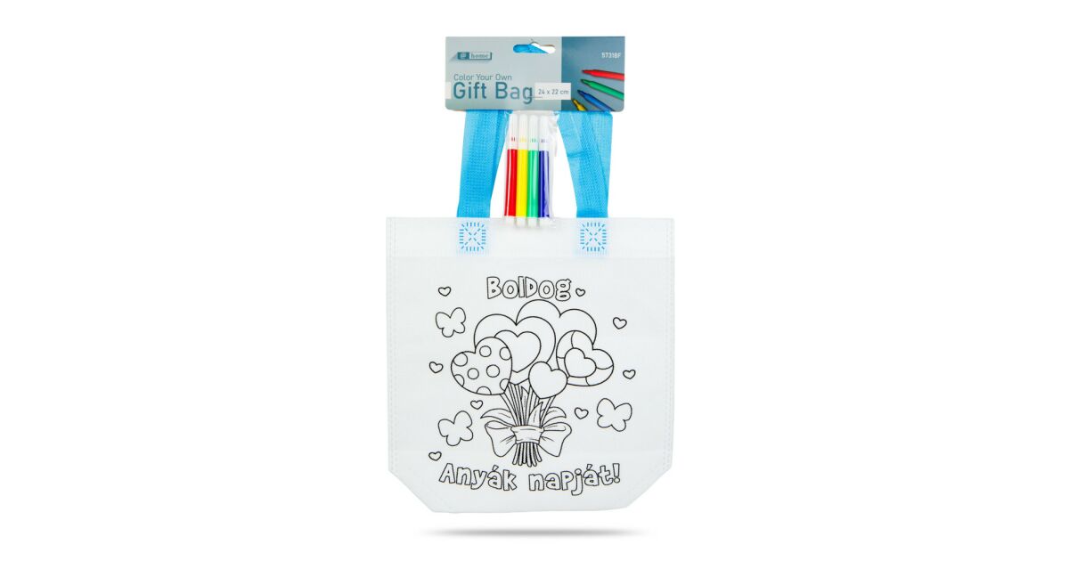 Geantă cadou de colorat din fetru, 24x22 cm | Pepita.com