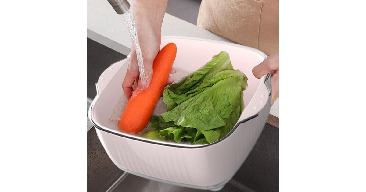 Bol 2 in 1 cu sita pentru spalat fructe si legume, Zola®, cu doua ...