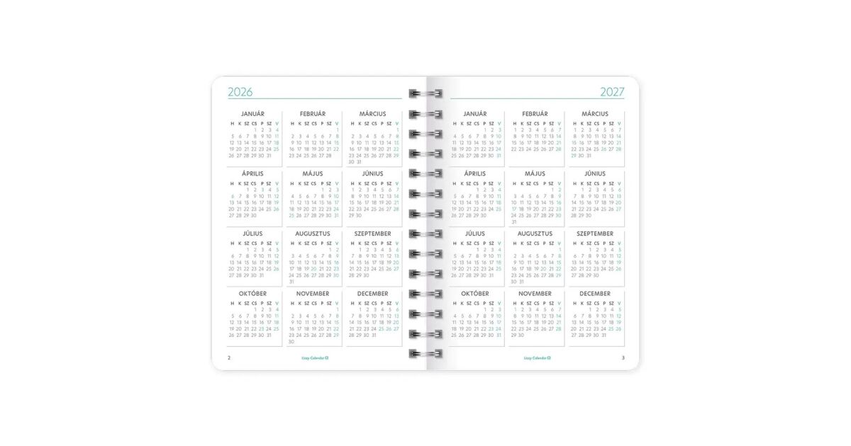 Lizzy Calendar heti tervező, B/6, spirál, 2026, Free Time | Pepita.hu