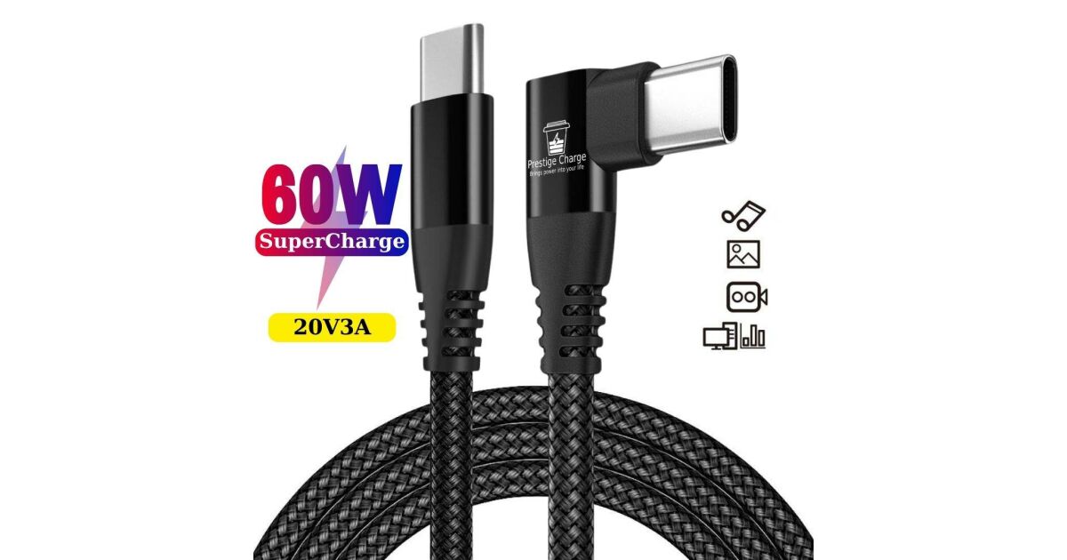 Cablu Date si Incarcare Rapida max 60W, PRESTIGE CHARGE®, TEXTIL ...