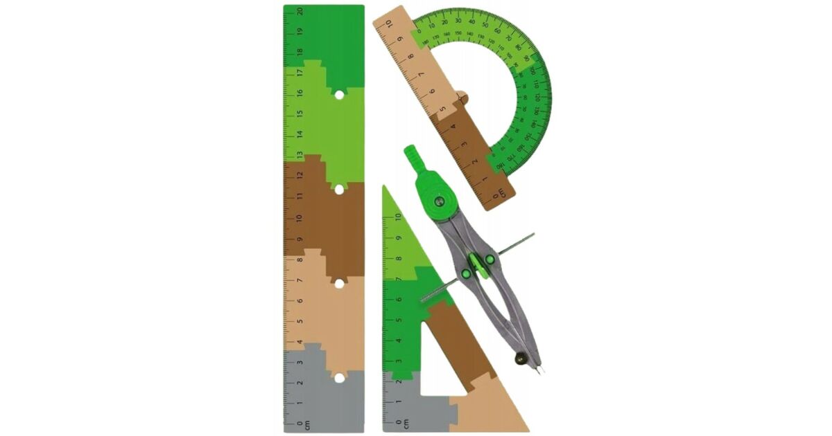 Set de geometrie 4 piese, Zola, rigla 20 cm, echer, raportor, compas ...