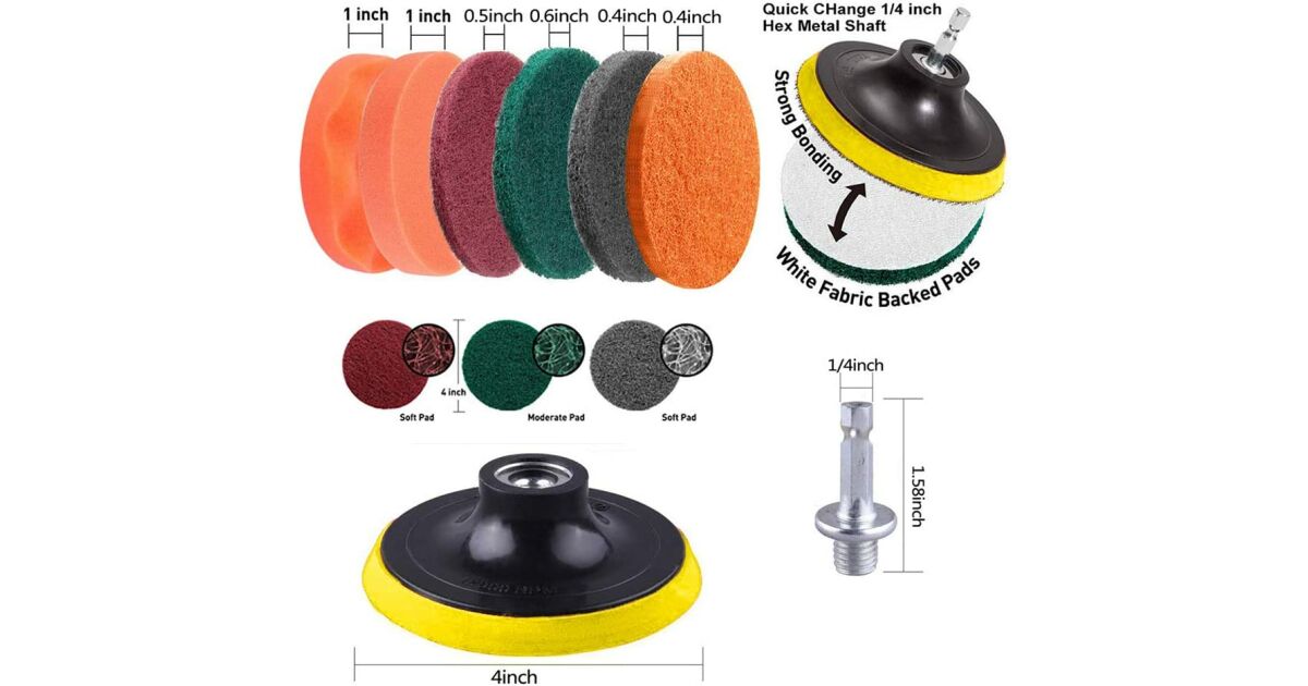 Set bureti si perii adaptor de bormasina, Zola®, 22 bucati, bureti cu ...