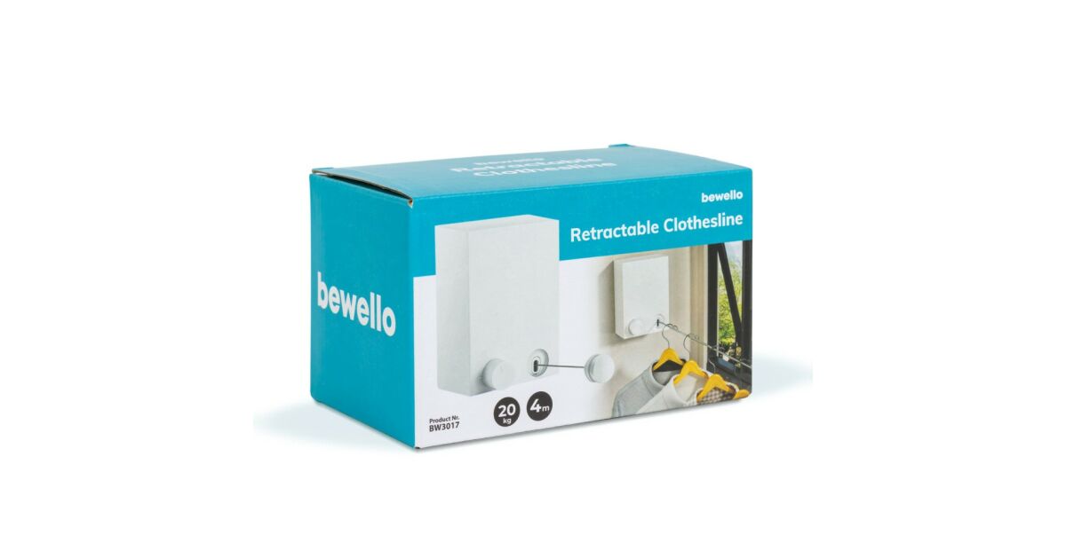 Linie de uscare rufe montat pe perete - extensibil - 4,2 m | Pepita.com