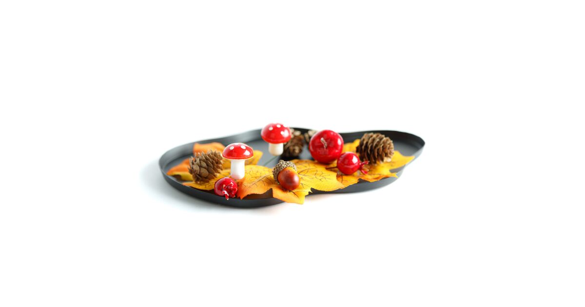 Decoratiune de toamna – Set frunze, conuri de brad si dovleci – 4 ...