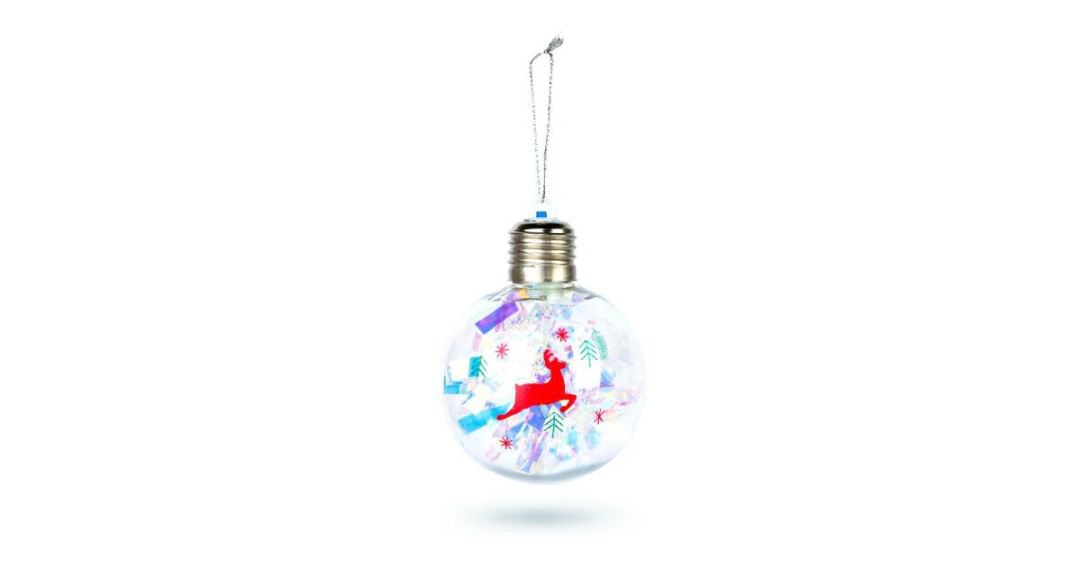 Glob de Craciun cu LED RGB – transparent – plastic – 8 cm – pe baterii ...