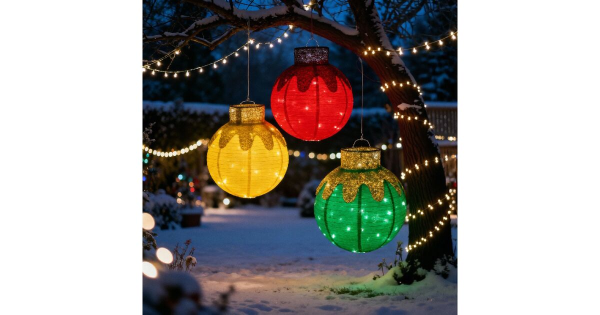 Decor Luminos Craciun - Ornament Sferic - 60 LED - 60 x 83 cm - Verde ...