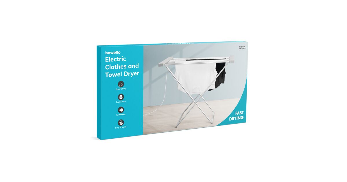 Uscator electric haine si prosoape, 8 bare, 100W, plastic, gri | Pepita.com
