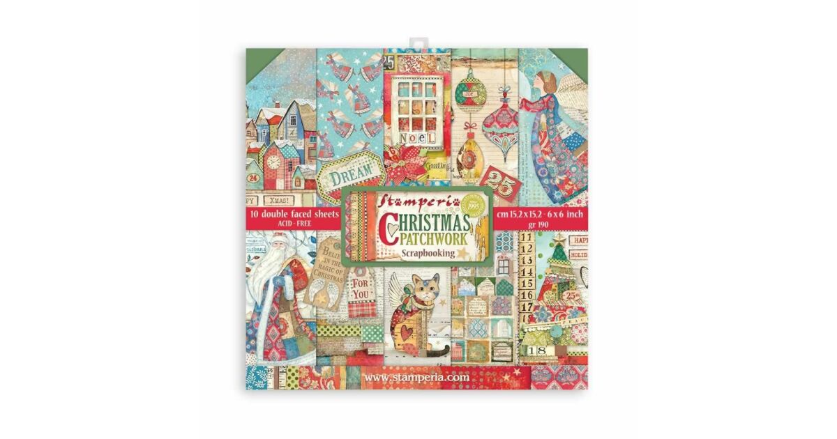 Extra kis tömb 10 lap - 15.24x15.24 (6x6) két oldalas Karácsonyi Patchwork | Pepita.hu