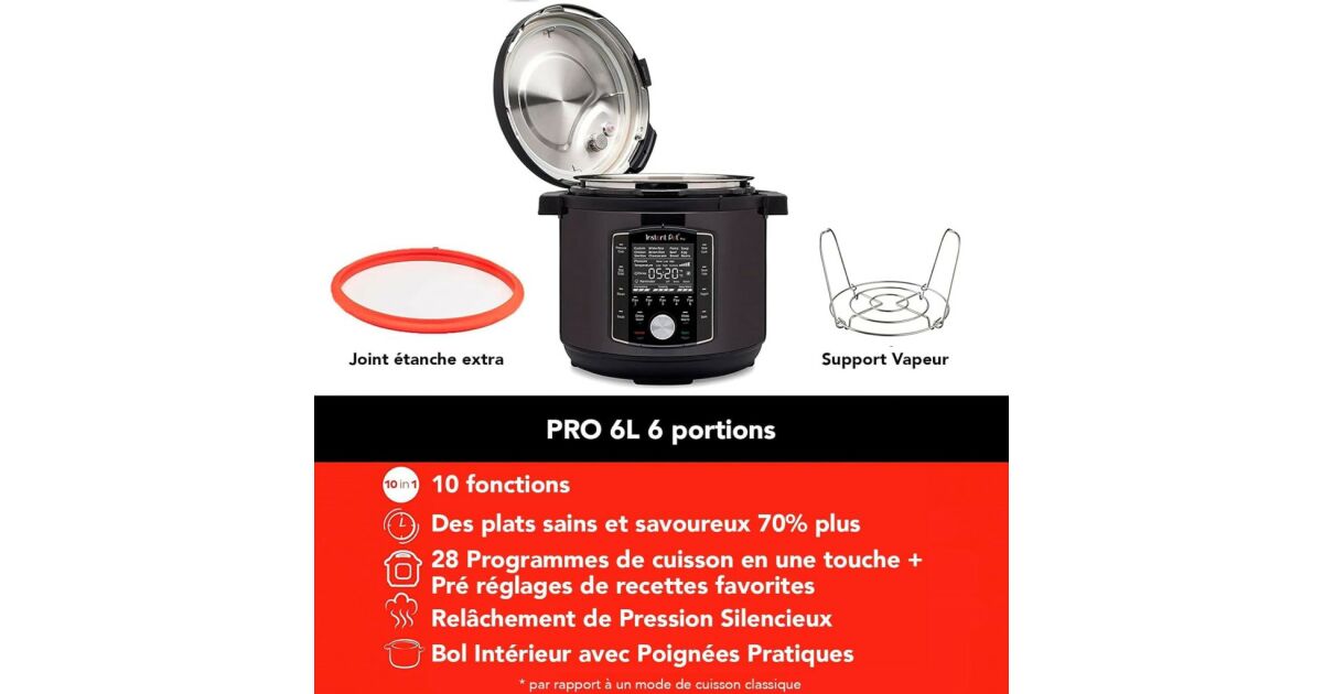 Instant Pot Pro 6, 10 az 1-ben multifunkciós elektromos kukta - 1200W ...