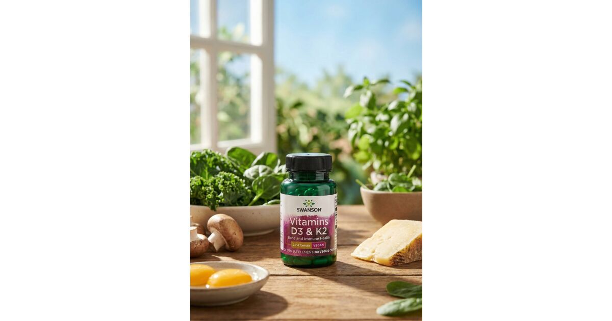 Swanson Vitamina D3 2000 UI + K2 MK-7 75 µg 60 capsule vegane – oase ...