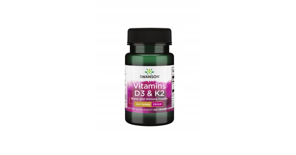 Swanson Vitamina D3 2000 UI + K2 MK-7 75 µg 60 capsule vegane – oase puternice și imunitate ...