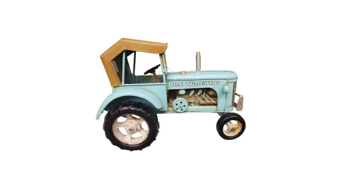 Dekorációs makett traktor régi kék 27,5x14,5x18,5cm | Pepita.hu