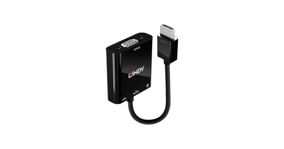 Lindy 38285 video átalakító kábel 0,1 M HDMI A-típus (Standard) VGA (D ...