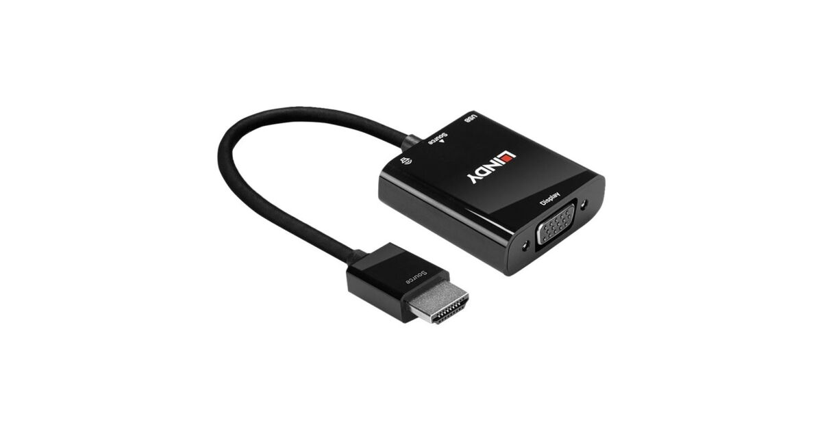 Lindy 38285 video átalakító kábel 0,1 M HDMI A-típus (Standard) VGA (D ...