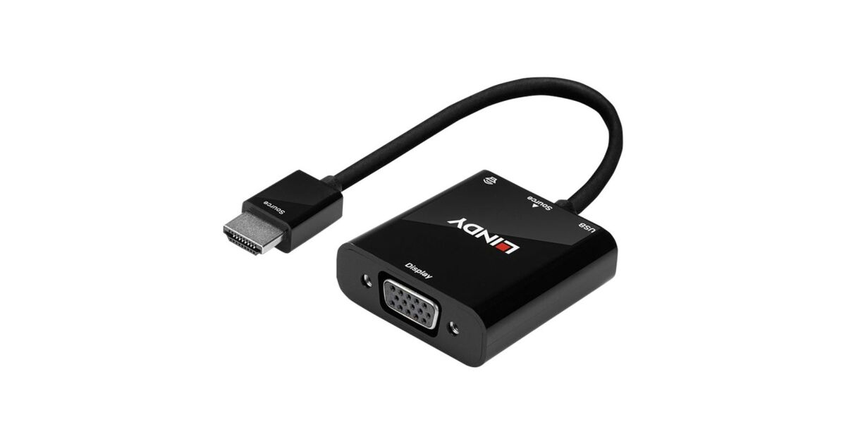 Lindy 38285 video átalakító kábel 0,1 M HDMI A-típus (Standard) VGA (D ...