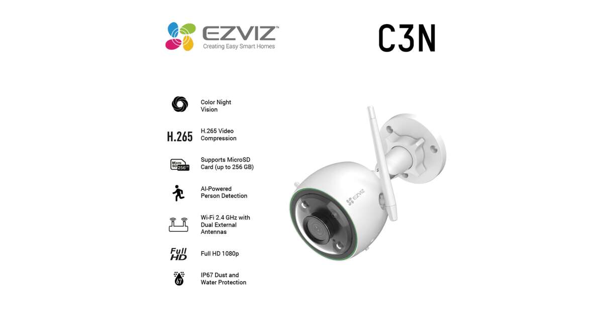 EZVIZ C3N Golyó IP biztonsági kamera Szabadtéri 1920 x 1080 pixelek ...