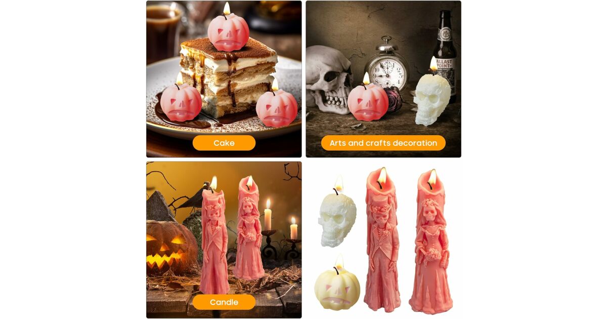 Set 4 forme din silicon pentru lumânări de Halloween — Matrițe ...