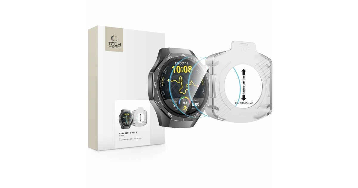 Tech-Protect Easy Set+ 2 db-os edzett üveg Huawei Watch GT 5 Pro 46 mm ...