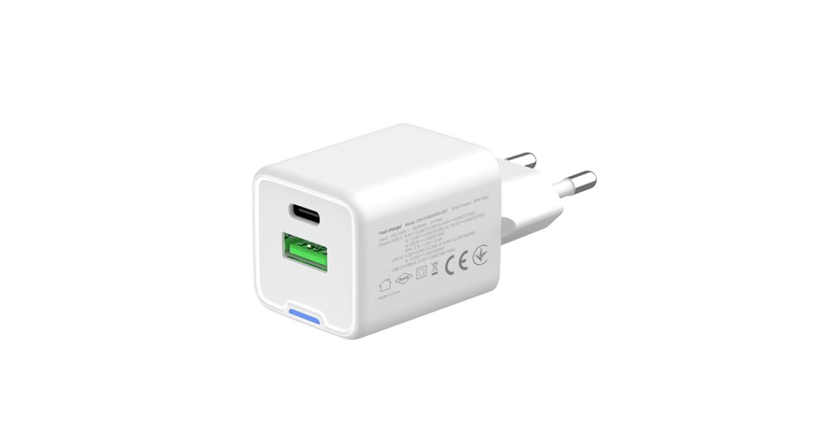 Colorway ac töltő gan mini cw-chs053pd-wt 30w pd port pps usb (type-c ...