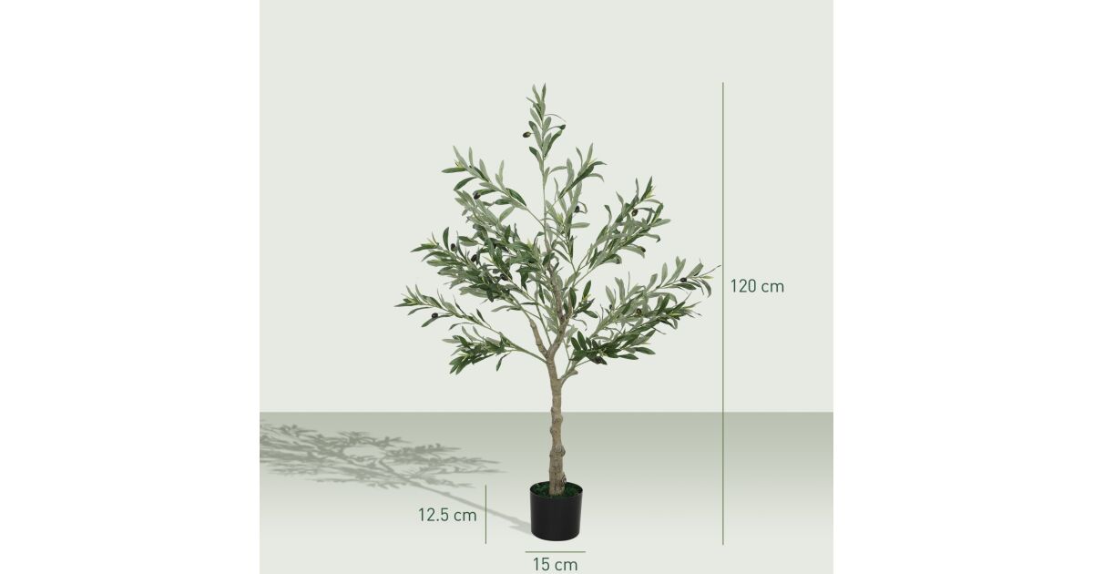 HOMCOM Plantă Artificială de Măslin cu 450 de Frunze, 20 de Măsline și ...