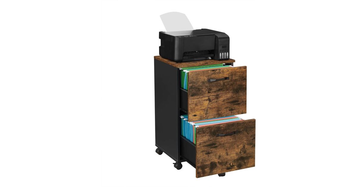 Dulap birou tip rollbox cu 2 sertare pentru documente A4, cu roti, stil ...