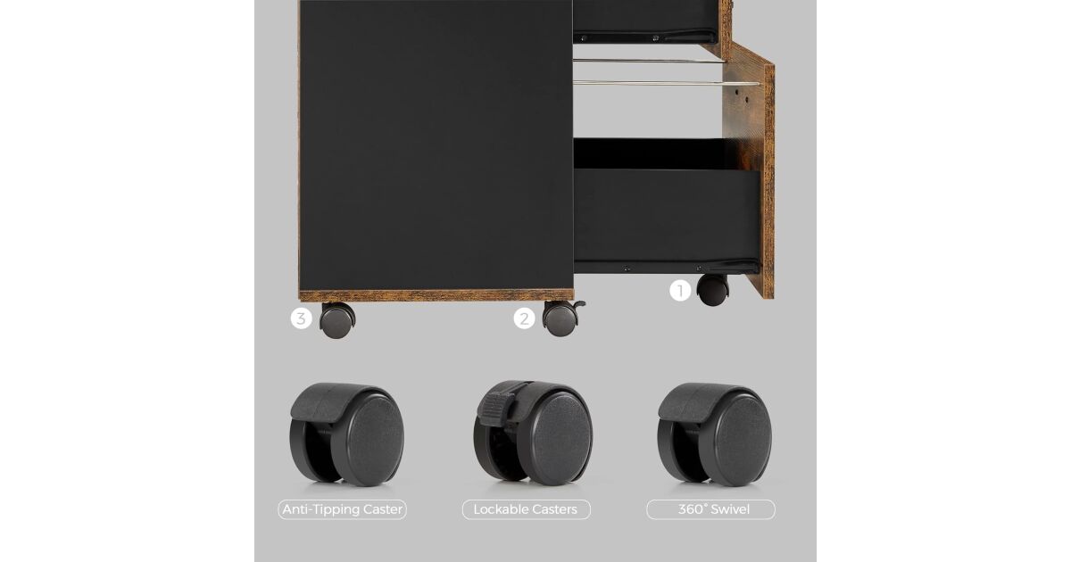 Dulap birou tip rollbox cu 2 sertare pentru documente A4, cu roti, stil ...