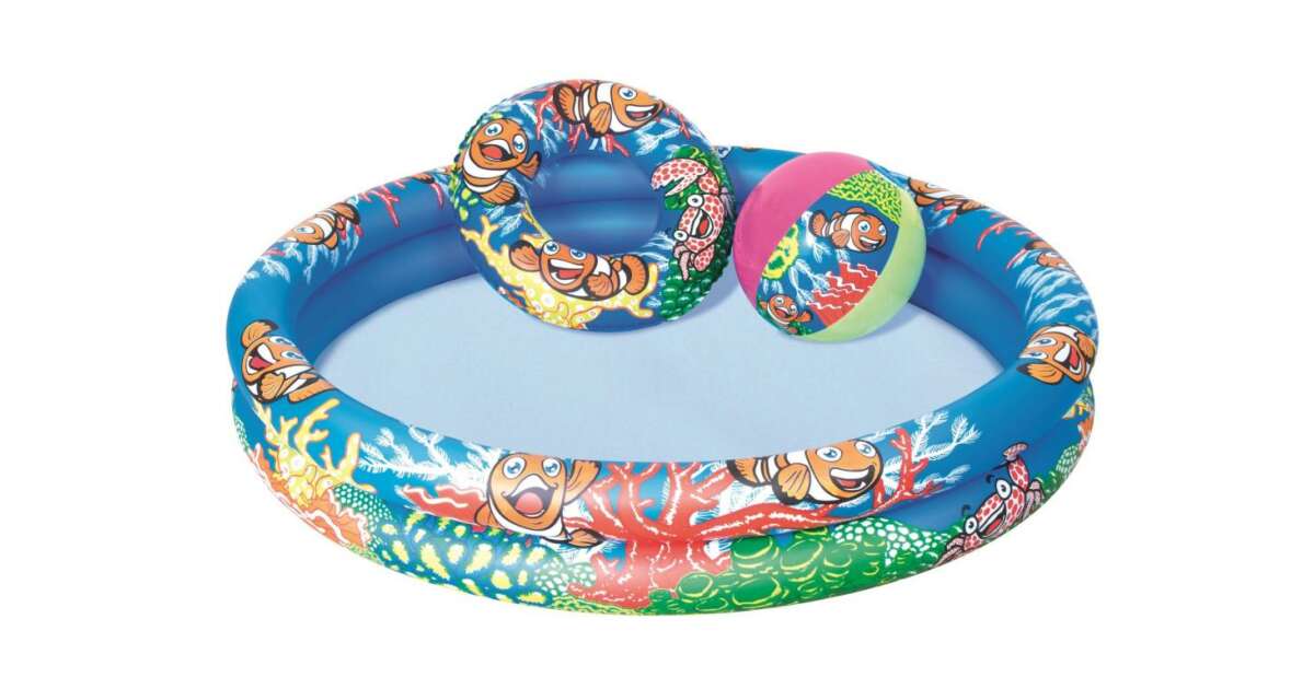 Bestway Gyerekmedence 3 az 1-ben - Medence, Labda, Úszógyűrű - 122cm ...