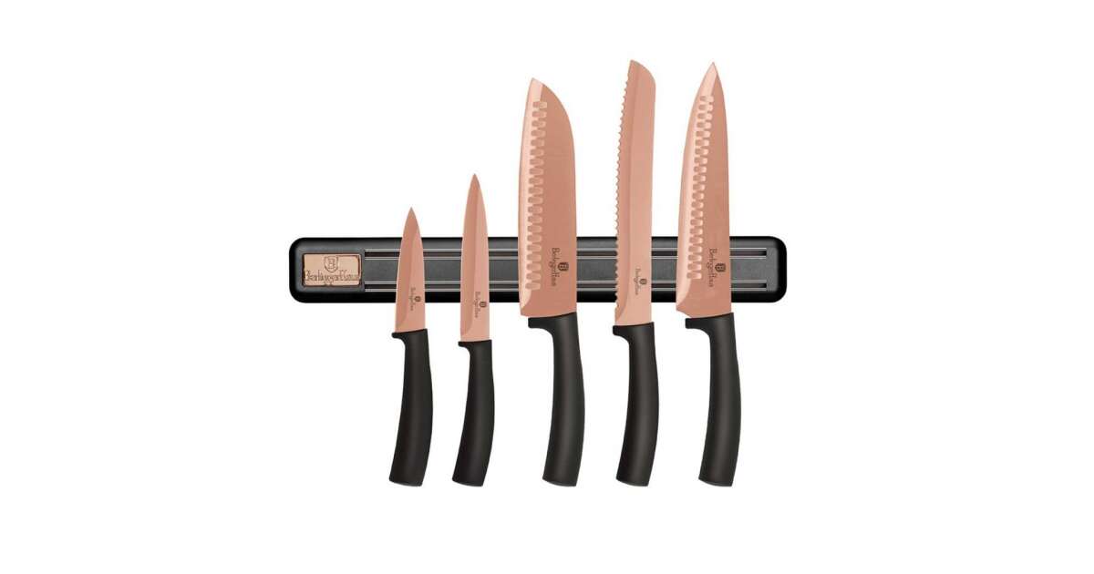 Berlinger Haus BH-2614A 6 piece knife set with magnetic hook, rose gold ...