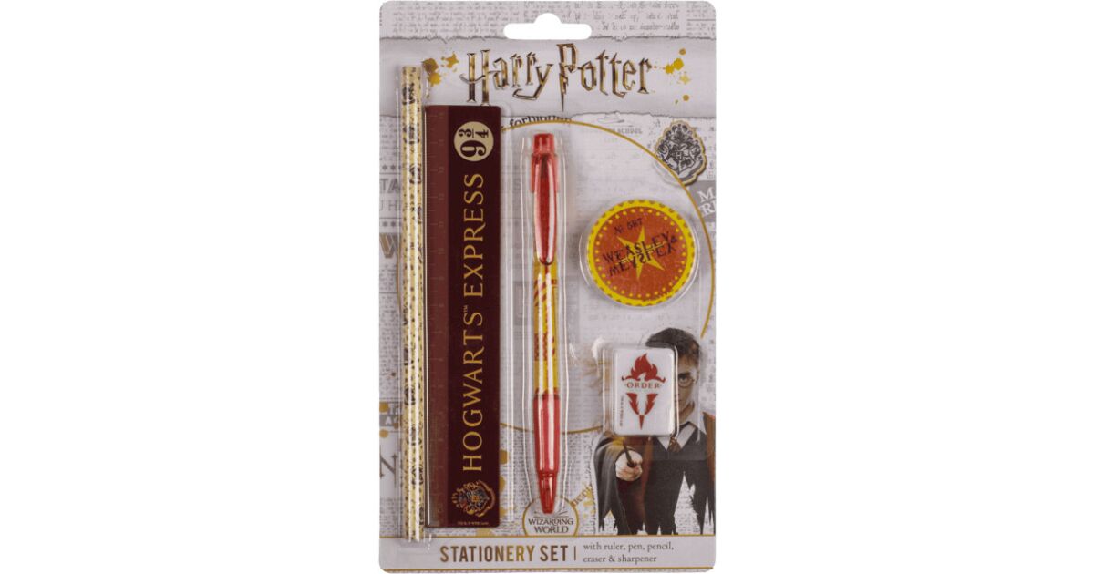 Harry Potter írószer szett 5 db-os, (toll, ceruza, radír, vonalzó ...