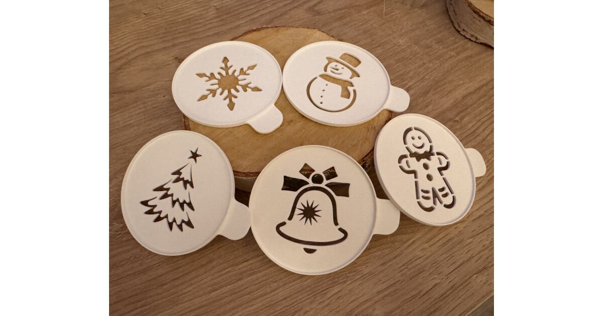 Karácsonyi Barista Kávé Sablon Szett + Tároló - PLA műanyag | Pepita.hu
