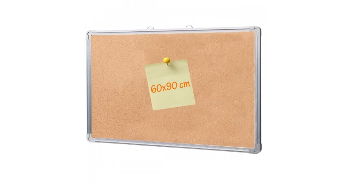 Panou tabla pluta, rama din aluminiu, 60x90 cm, fixare perete | Pepita.com