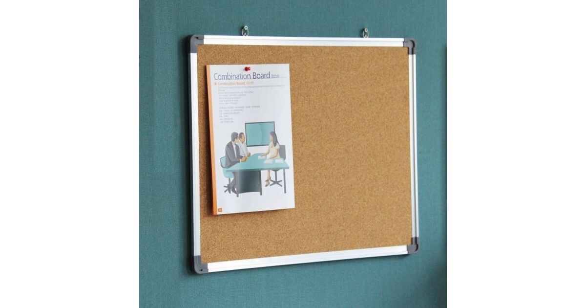 Panou tabla pluta, rama din aluminiu, 60x90 cm, fixare perete | Pepita.com