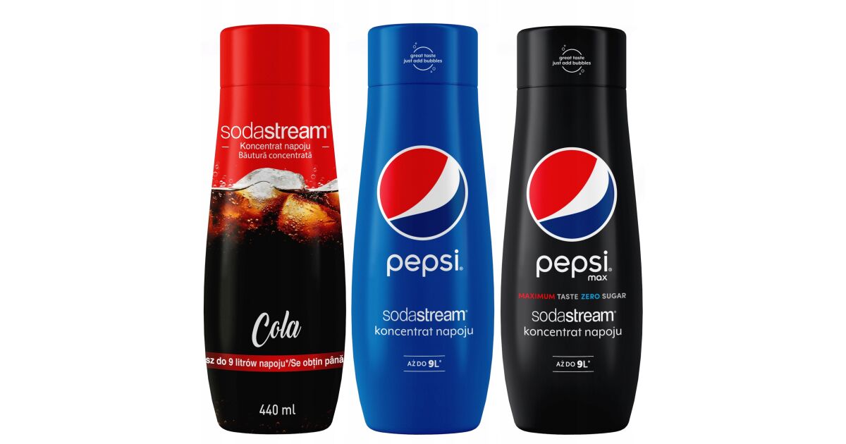 3 darabos SodaStream koncentrátum szett: Cola+Pepsi+Pepsi MAX | Pepita.hu
