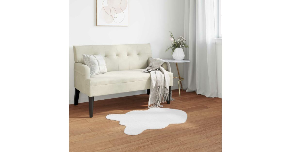 vidaXL Covor antiderapant din sintetică de iepure OLITE Alb 50 x 80 cm ...