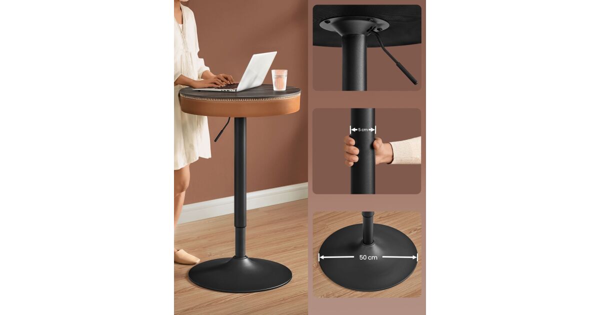 Masa de bar maro caramel, 59x59x(83-105) cm â€“ inaltime reglabila ...