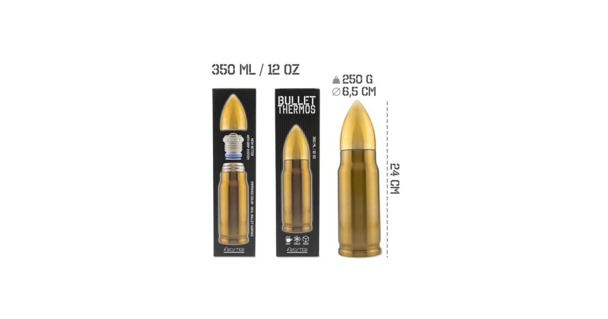 Froster Bullet Brass Dupla falú Puska golyó formájú Termosz 300ml - Réz ...