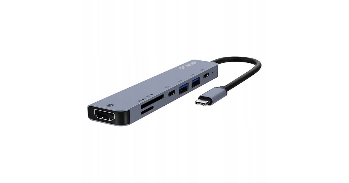 Savio AK-82 Multifunkciós 7-port USB-C HUB - Fekete | Pepita.hu