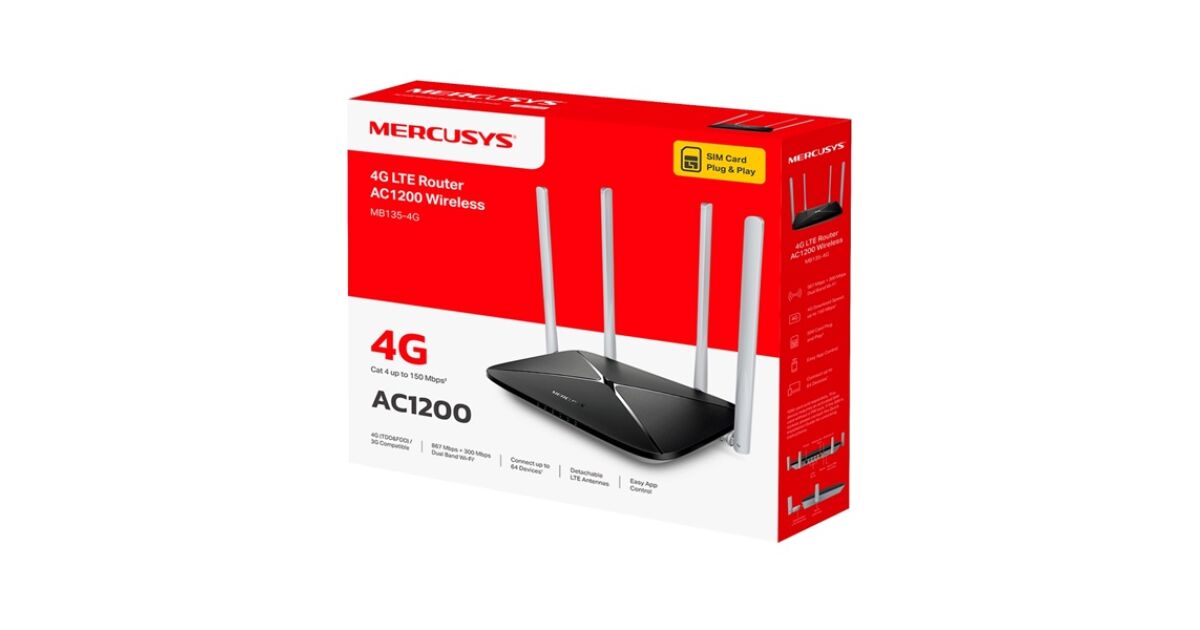 Mercury AC1200 4-Port 867 MBit/s Modem + WLAN Router | Pepita.com