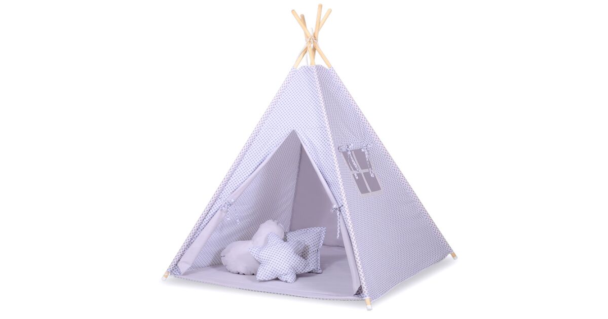 Tipi sátor gyerekeknek + toll medálok - mini - rozettás szürke | Pepita.hu