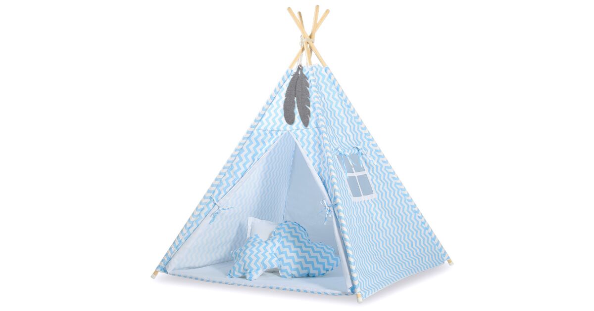 Tipi Sátor Gyerekeknek + Toll Medálok - Chevron Kék | Pepita.hu