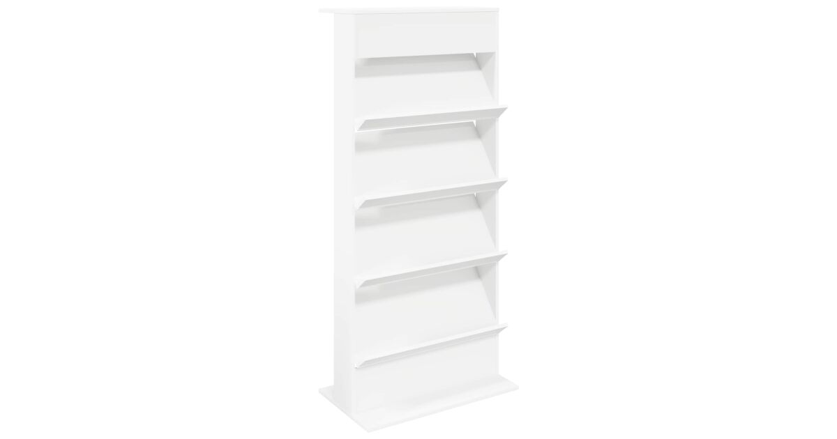 vidaXL Raft pentru reviste cu raft Alb 70 x 41 x 156 cm Lemn compozit ...