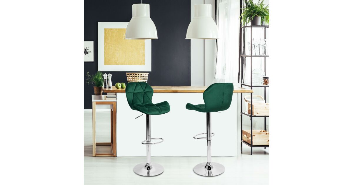 Hoker barowy GORDON chromowane ciemnozielone Velvet | Pepita.hu