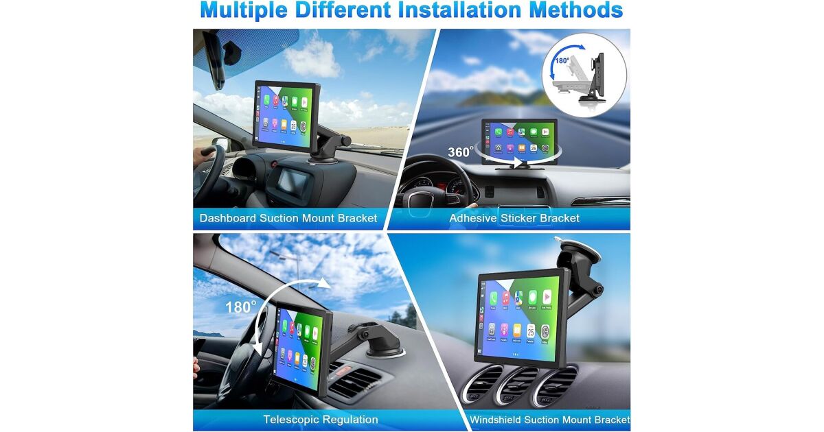 Tablet dotykowy do samochodu, 9 cali, bezprzewodowy, czerwony, CarPlay ...