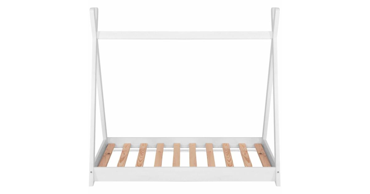 Pat din lemn pentru copii, model TeePee, somiera inclusa, 61x146x130 cm ...