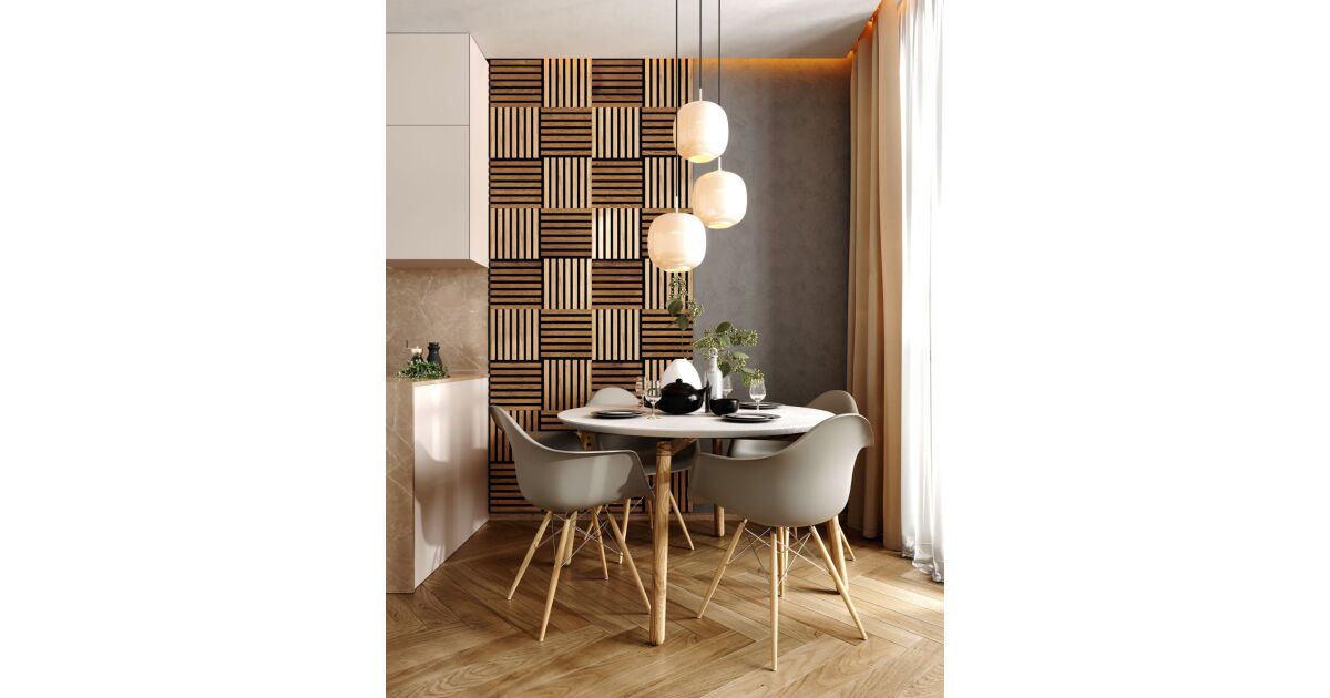 Modul riflaj MDF decorativ LDA PREMIUM de tip panou acustic, Stejar ...