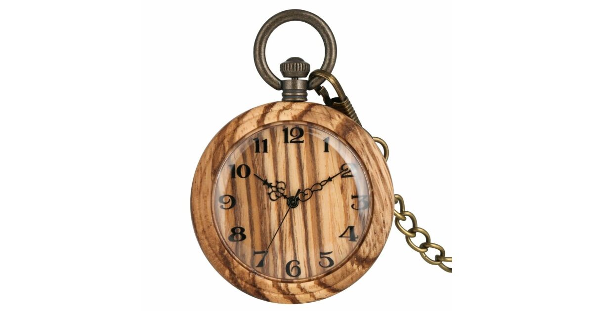 Ceas de buzunar Gorben P983 Maro-Lemn - Quartz, Afișaj cu Cifre Arabe ...